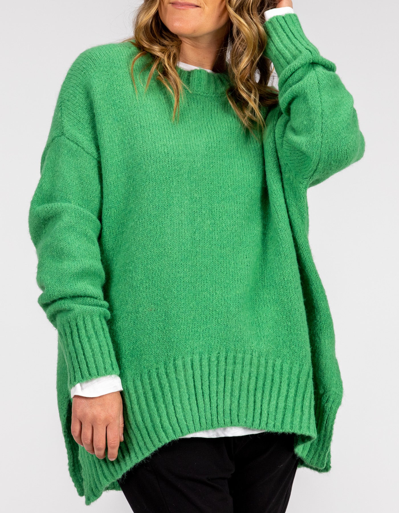 Julia Crew Neck Knit Jumper in Green – Karma Kameleon
