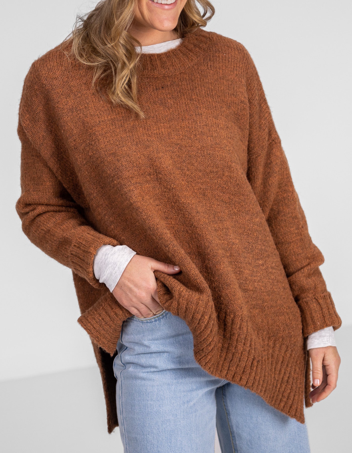Julia Crew Neck Knit Jumper in Rust – Karma Kameleon